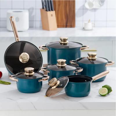 Cina Le pentole di colore non attaccano le pentole mettono l'insieme di cottura del vaso di acciaio inossidabile 12pcs in vendita
