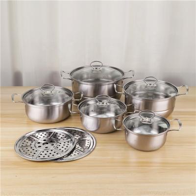 Cina Le pentole dell'articolo da cucina 12pcs di acciaio inossidabile hanno fissato la cottura dell'alimento del vaso della minestra di 16/18/20/22/24cm in vendita