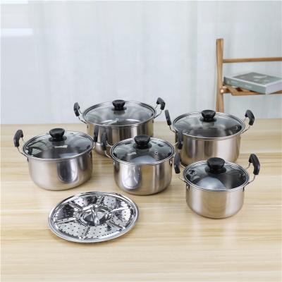 Cina Vaso di cottura antiaderante delle pentole 5pcs della cucina stile americana dell'insieme con il coperchio di vetro in vendita