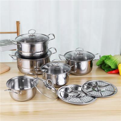 Cina Le pentole di vetro dell'acciaio inossidabile 410 del coperchio hanno messo l'alimento del vapore 12pcs che cucina il vaso della minestra in vendita