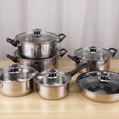 Cina La cucina della famiglia che cucina le pentole del vaso ha messo un insieme di 410 pentole di acciaio inossidabile 12pcs con la maniglia nera in vendita