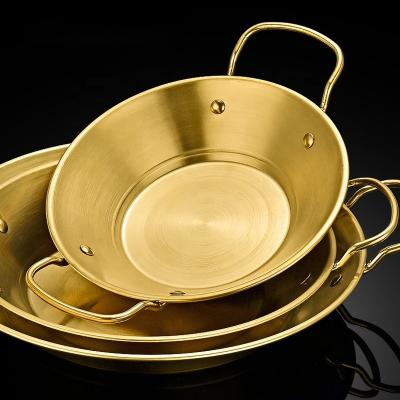 Cina Frutti di mare asciutti di Pan Stainless Steel Ramen Pots del venditore PIÙ IMPORTANTE delle pentole all'ingrosso dell'oro che friggono Pan For Kitchen in vendita