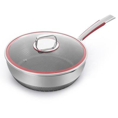 Cina Frittura d'argento Pan Nonstick Frying Pans del fornello di induzione di acciaio inossidabile tre volte di vendita diretta della fabbrica in vendita