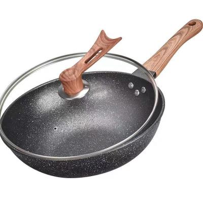 Cina Cucina di vendita diretta che cucina il bastone di pietra nero delle pentole di 32cm Maifan non che frigge Pan With Glass Lid in vendita
