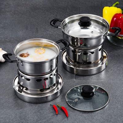 Cina Portatile di vendita caldo del vaso della minestra di ramen di acciaio inossidabile della famiglia che cucina stufato di castrato della stufa dell'alcool del fornello di spirito del vaso il piccolo in vendita