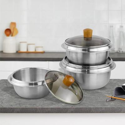 Cina Cucina multifunzionale che cucina il vaso delle azione di alimento del vaso del riso di acciaio inossidabile del vaso 18/8 dell'alimento con il coperchio di vetro in vendita