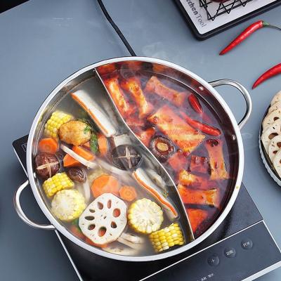 Cina Stufato di castrato d'argento di induzione di acciaio inossidabile Shabu Shabu del vaso delle azione della cucina di nuova progettazione con le doppie maniglie dell'orecchio degli ss in vendita