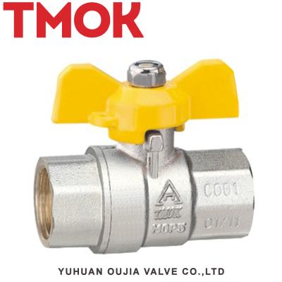 China van het de vlinderhandvat van de messings binnendraad geplateerde het gaskogelklep chroom Te koop