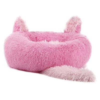 중국 Manufacture Colorful Cute Rabbit Ears Warm Winter Round Pet Dog Cat Bed Sofa For Pets 판매용