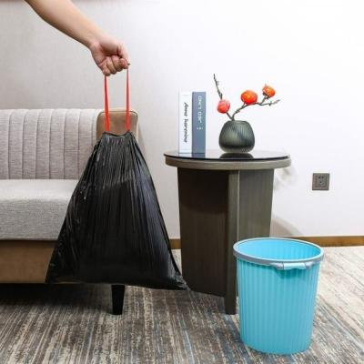 China Verde 13 galones en relieve de la cuerda de tracción biodegradable bolsas de basura de basura Fuerte y resistente en venta