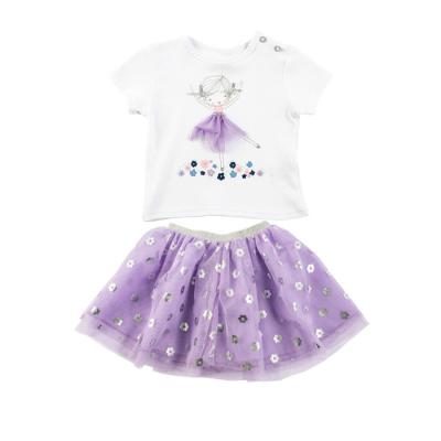 Cina La ragazza infantile dei bambini svegli di stile copre il vestito chiffon + la maglietta dagli insiemi in vendita