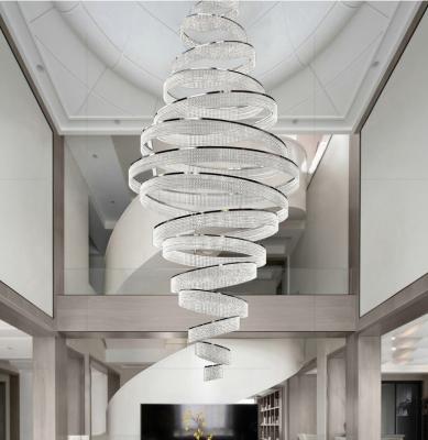 China Thickened Chassis Polishing Crystal Large Chandelier Lights 25m2 For Double Revolving Staircase for sale