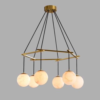 중국 현대 둥근 알라바스터 Pendant Light 연구실 거실 식실 예술 서식 트렌디 장식 촛불 판매용