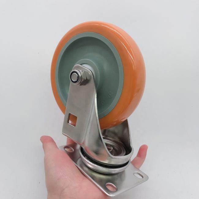 Medium duty 5-inch stainless steel PU caster wheel