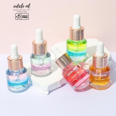 China SAGALAGA 13 Scented Glass Nail Cuticle Oil 15ML Bottle With Dropper Amazing Double Layer Moisturizing Oil for Dry Cuticles for sale
