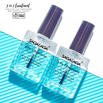 China 15ML 3 in 1 Fast Dry Top Coat and Base Coat Long Lasting Quality Nail Polish Strengthener for sale