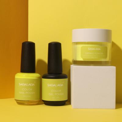 China Wholesale Nail Dipping Powder No Cured Uv/led Lamp Long Lasting Nail Lacquer Gel Nail Polish Kit with Chrome Powder for sale