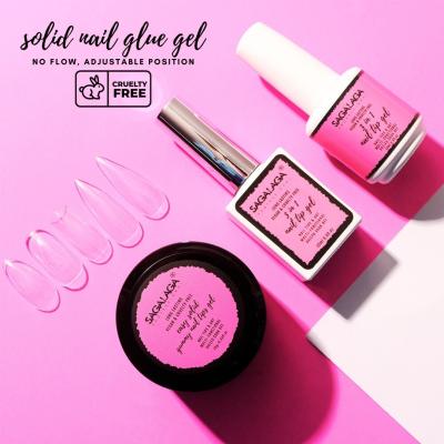 China Vegan Solid Nail Tips Gel Glue in Jar 8-free False Fake Soak Off Soft Gel Nail Extension Tips Glue Applicator Long-lasting for sale