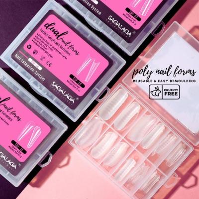 China Lasting Time 2-3 Weeks Clear Nail Extension Form Tips Dual Nail Mold Full Cover Poly UV Gel Tools Acrylic Nail System Forms for sale