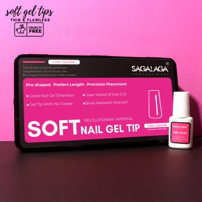 China Package Type PVC Box carton Box Gel X Nail Tips Full Cover Clear Soft Gel Tips for Extension Press on Nail French Natural for sale