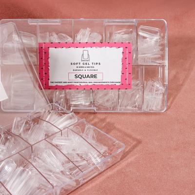 China Stiletto Salon Nail Tips No C Shape Full Cover Soft Gel Tips for SAGALAGA 500pcs Box Clear Nails Pattern Long Tips for sale