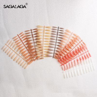 China 50 boxes Customized 3XL Colorful Full Cover Press on Nails Clear Pink Nude Medium Stiletto Plastic Cover Free Sample ABS for sale