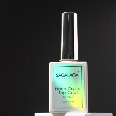 China Private Logo SAGALAGA Super Shine Clear Uv Gel No Wipe Nano Crystal Top Coat MSDS Certification Custom Logo for sale