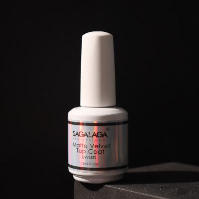 China SAGALAGA Velvet Matte Top Coat 15ML No Wipe Gel Nail Polish Long Lasting Top Gel for Spa Professional Gel Polish for sale