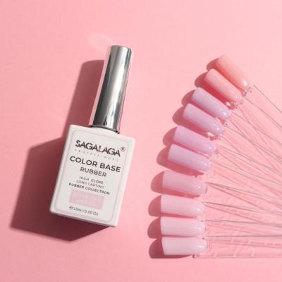China 137 Colors SAGALAGA Long Lasting Colored Rubber Base Coat Natural Pink Soak Off UV Base Coat Gel Polish for Nails for sale