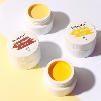 China Private Label Multi Solid Gel Nails Paint UV LED Gel Painting Nail Pot Color Art Paint Jar Non-Toxic Material Type Free for sale