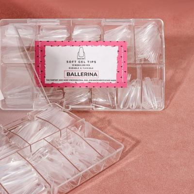 China DIY Nail Art 500pcs Full Cover Coffin Ballerina Nail Tips Soft Gel Gelly Tips Press on Nails Kit with Custom Private Label for sale