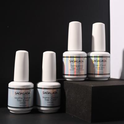 China Long Lasting High Glossy Nail Gel Polish Super Shine Tempered Gel Top Coat for Nail Art Products for sale