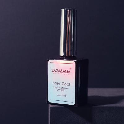 China Easy Soak Off Rubber Cover Semi-Permanent Nail Polish Top Base Coat with Non-Toxic SAGALAGA Oem Resin Rubber Base Gel Sample for sale