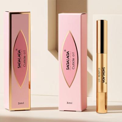 China Peeling Thin Nails Cuticle Oil SAGALAGA Silver Gold Nail Care with Packaging Box Custom Logo and Vitamin E Jojoba Oil for sale