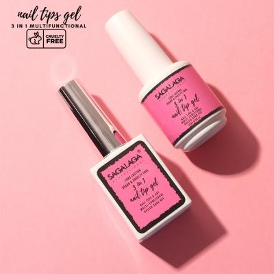 China UV Gel Capacity 15ML Soft Tip Gel and Nail Soft Gel Nail Tip Set Private Logo 3 in 1 Glue Gel Polish for Building Tips for sale