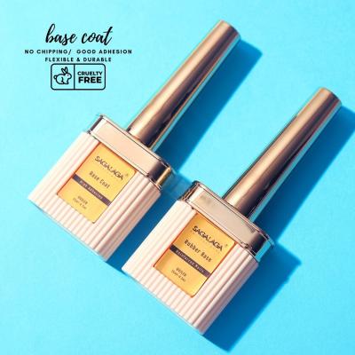 China Transparent Glassy Gel Base Coat for UV Light Cure Gel Nail Polish No Wipe Foundation 15ml Custom Logo Soak off Easily for sale