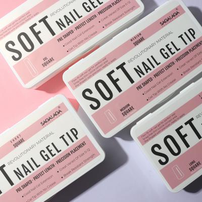 China 500pcs Transparent Xxxl Natural Long Nail Tips Stiletto Gel Box Full Cover Private Label Press on Soft Gel Tips Nails for sale