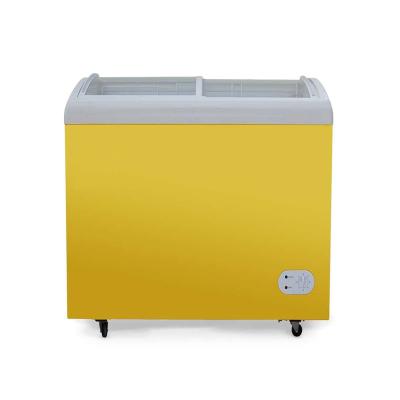 Cina 260L Single-temperature Single-temperature Door Display Ice Cream Curved Chest Glass Freezer With Solar Power in vendita