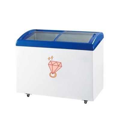 Cina SD/SC-258Y 258L Energy Saving Temperature Sliding Glass Door Single Supermarket Showcase Chest Freezer For Ice Cream in vendita