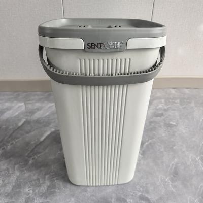 China Microfiber Flat Head Mop And Bucket For Wood Floors Hands Free Floor Mop With Squeezer for sale