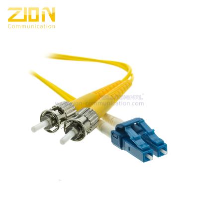 China 3.0mm PVC Jacket ST to LC Duplex Singlemode Fiber Optic Patch Cord in Yellow for sale