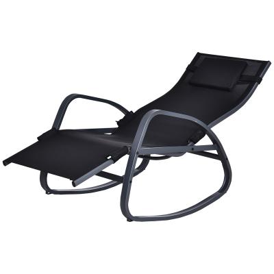 Cina Foldable High Quality Steel Frame Weightless Outdoor Chair With Pillow Relax Chair Lounge Recliner Rocking Chair in vendita