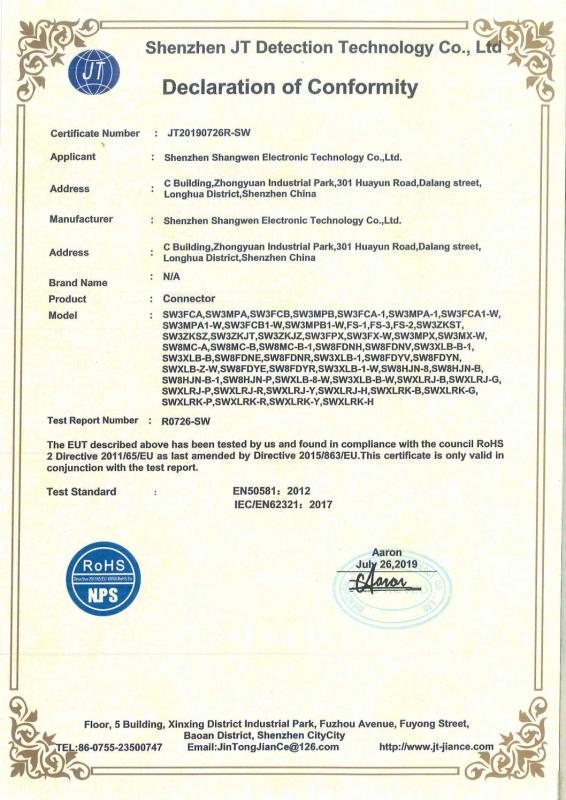 LVD certificate - Shenzhen Shangwen Electronic Technology Co., Ltd.