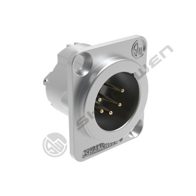 China Indoor IP40 Shell Gold Conductor Microphone Audio Cable Plug 5-Pin XLR Female Male Cable Black Silver for Audio Video for sale