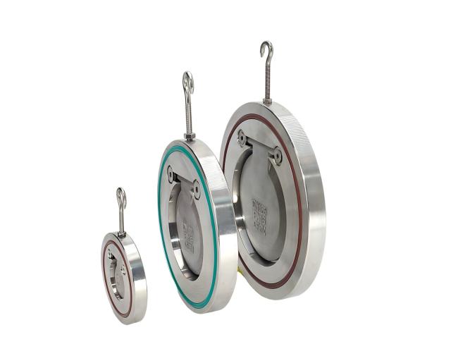 Wafer check valve, disc and seat set — spring return, no operator to fail