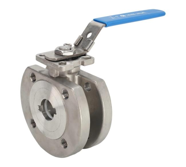 ANSI wafer ball valve, LEINA studio view with the wafer bolt holes