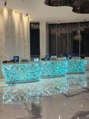 China High Gloss Transparent Resin Reception Desk Corporate Office Bank Furniture Luxury Epoxy Clear Crystal Dining Table for sale