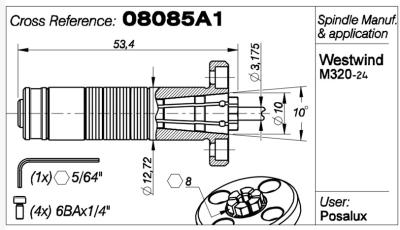 Κίνα M320-24 WW Air Bearing Spindle Drill Collet 1/8