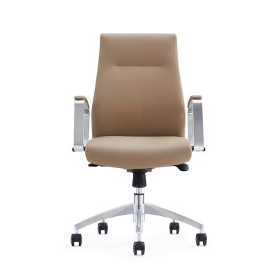 China Middle Back Leather Office Chair Swivel With Aluminum Armrest Te koop