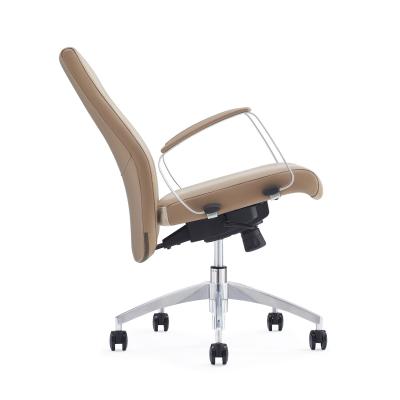 Chine Middle Back Leather Office Chair Swivel With Aluminum Armrest à vendre